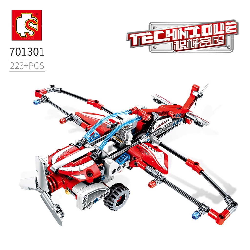 Sembo Block Technique Airplane Jet Pilot Red 223+pcs Creative Collector ...