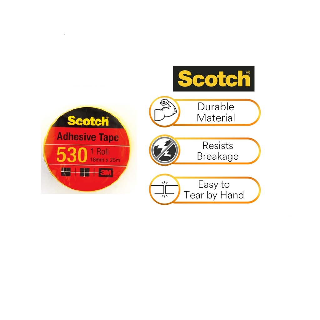 3M Scotch 530 Transparent Adhesive Cellulose Tape 18mm x 25m | Shopee Malaysia