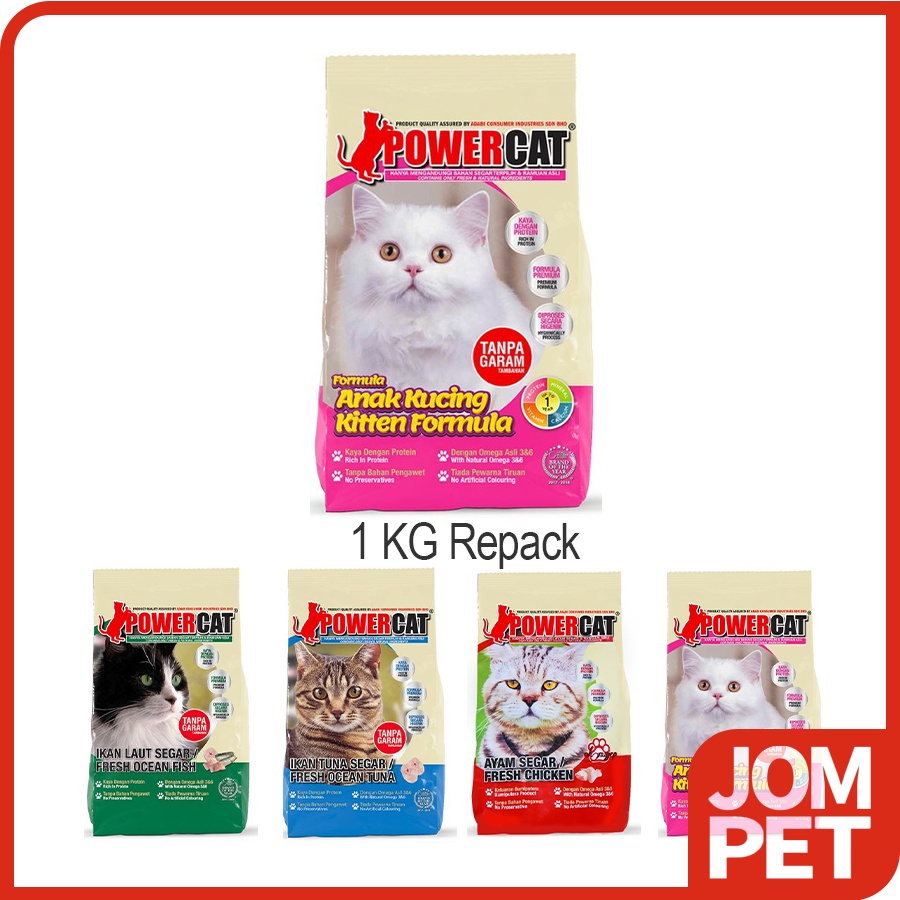 Powercat Dry Food 1kg Repack / Makanan Kucing Power Cat / Ocean Fish ...