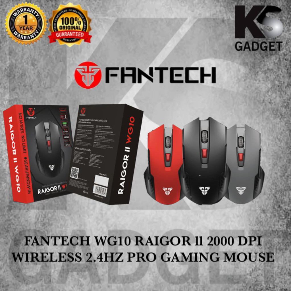 Fantech WG10 Raigor II 2000 DPI Wireless 2.4GHz Pro Gaming Mouse ...
