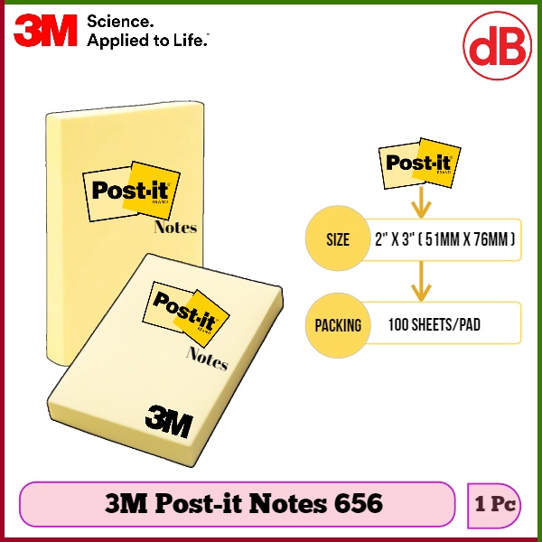 (Ready Stock)3M Post-It Notes Yellow 656 2" x 3" (100pcs/pad) | Shopee ...