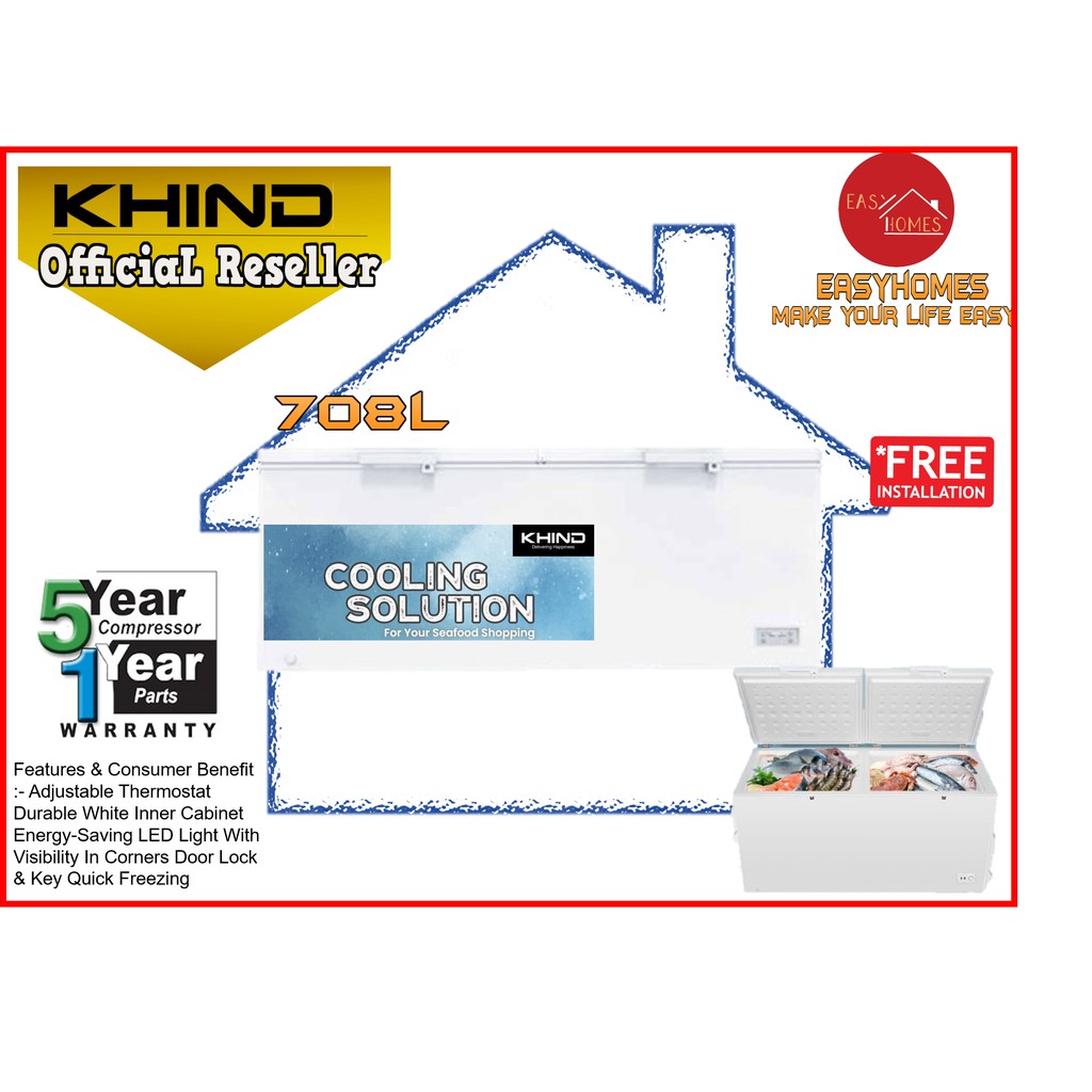 Khind 708L 2 Door Chest Freezer FZ708 | Shopee Malaysia