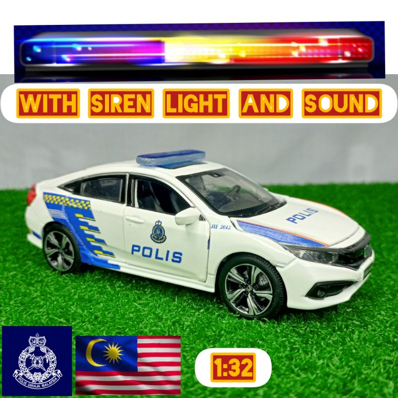 Honda civic polis pdrm mpv diecast/replika 1:32 | Shopee Malaysia