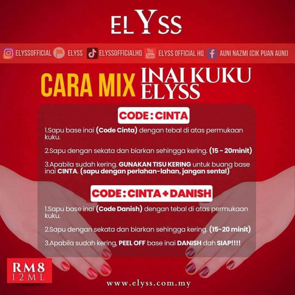 Inai kuku sah solat Elyss original HQ danish | cinta nail care inai ...