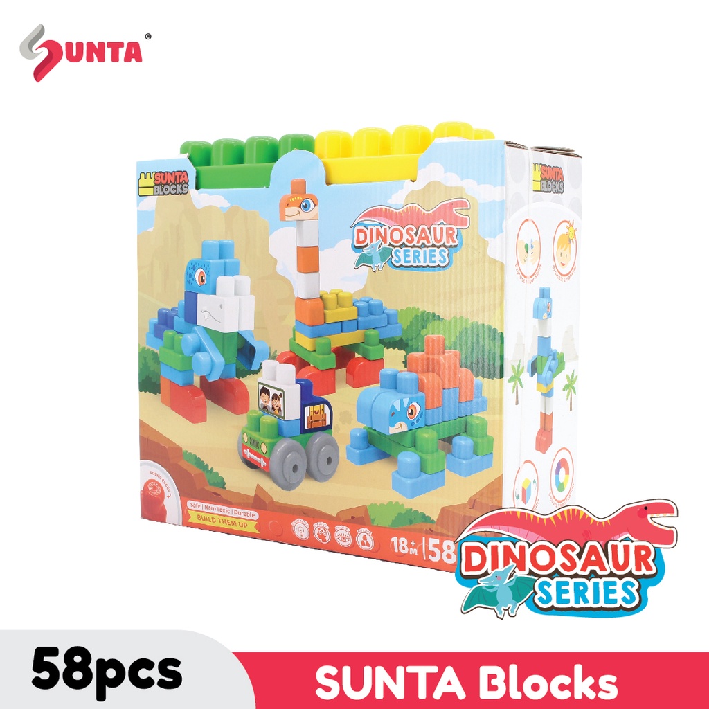 【Ready Stock】SUNTA Dinosaur Series Building Blocks with Stickers (58pcs) | Shopee Malaysia