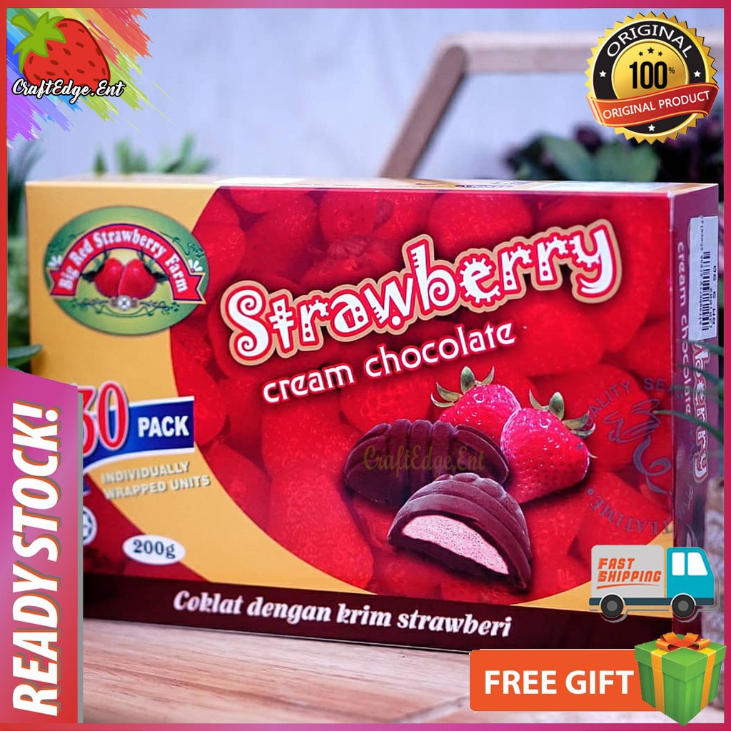 Strawberry Cream Chocolate Coklat Strawberi Big Red Strawberry Farm ...