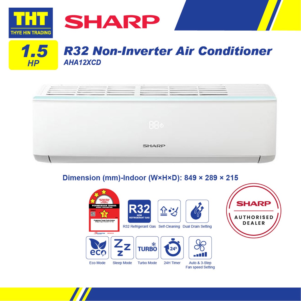 Sharp 1.5HP Non inverter Air Conditioner AHA12XCD | Shopee Malaysia