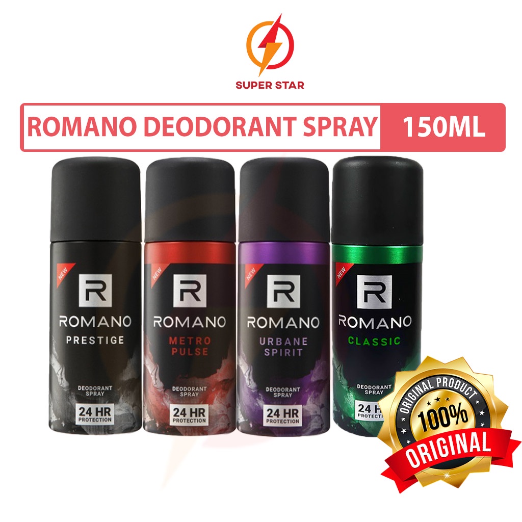 Romano Deodorant Spray 24 HR Protection (Prestige/Metro Pulse/Classic ...