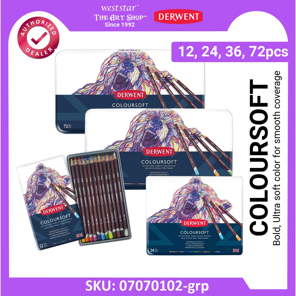Derwent Coloursoft Color Pencil Set| 12, 24, 36 [Weststar The Art Shop ...