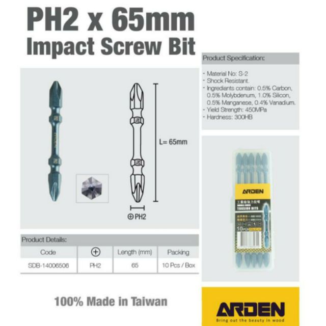 ARDEN - Torsion Screw Bit (Taiwan) - For Impact Driver (READY STOCK ...