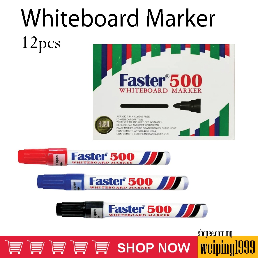 Faster Whiteboard Marker 500 ( 12 Pcs ) | Shopee Malaysia