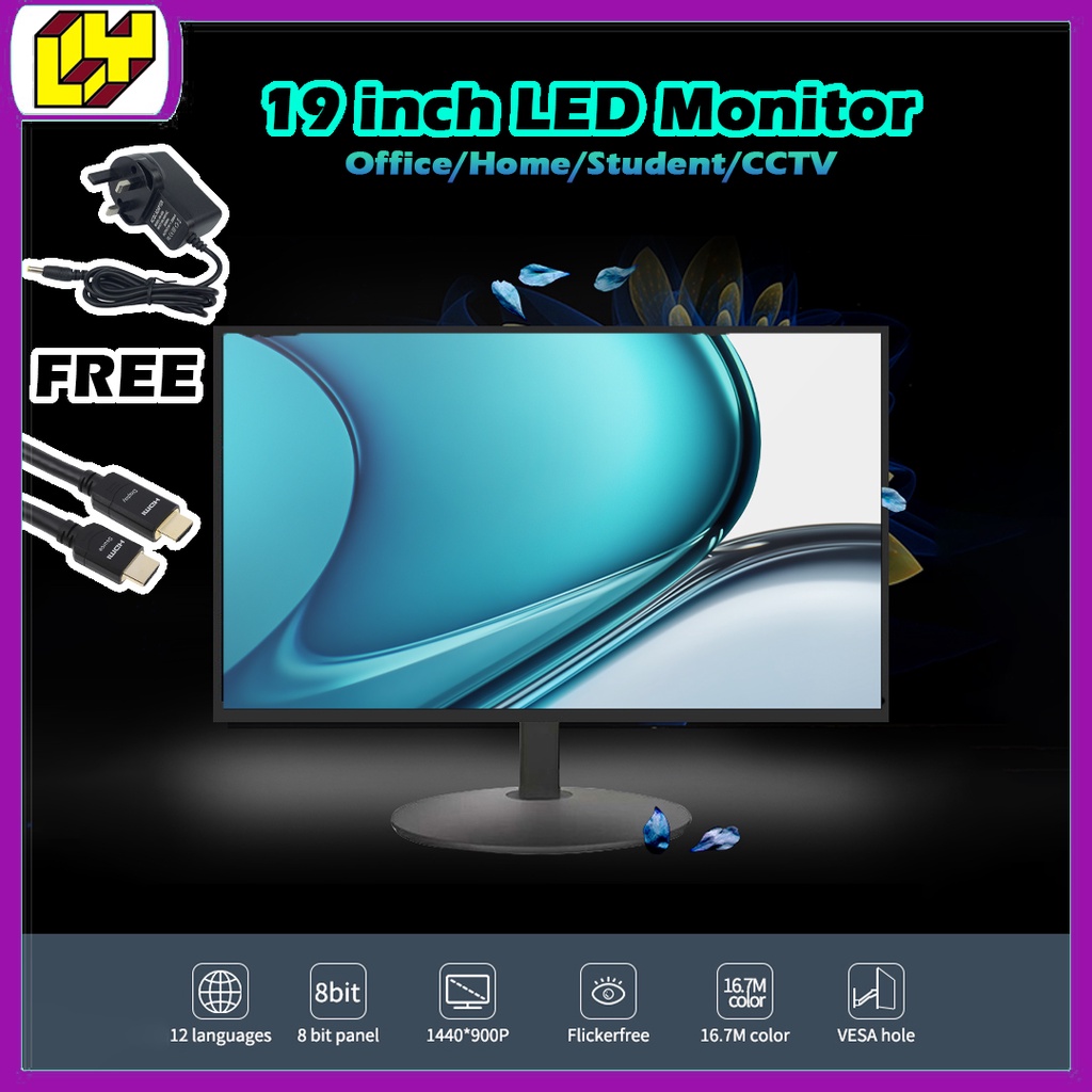 19" LED MONITOR Slim Led Monitor 19 Inch Full HD Monitor 19 inch ...