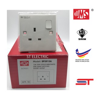 UMS 13A SWITCH SOCKET OUTLET / WALL SOCKET SWITCHES SIRIM APPROVED ...