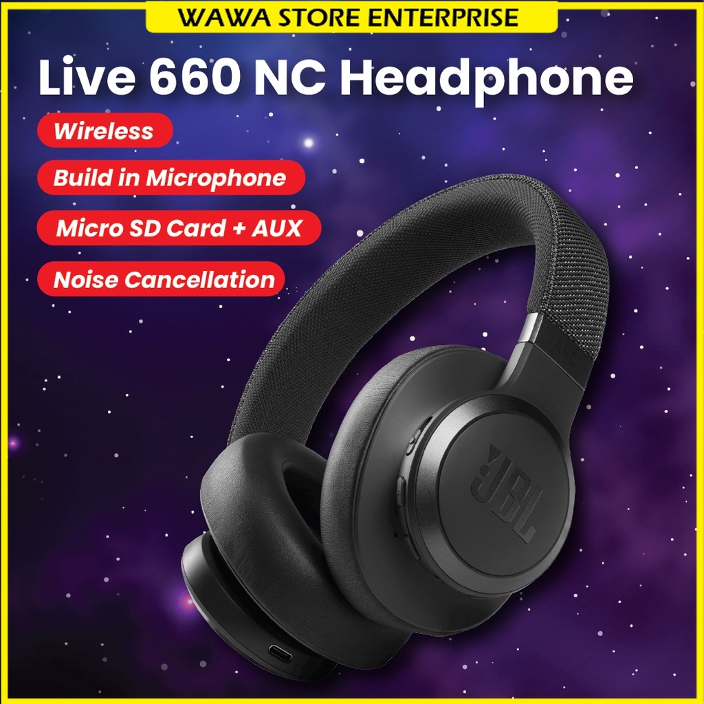 JBL LIVE 660 Active Noise Cancelling Over the Ear Wireless Bluetooth ...