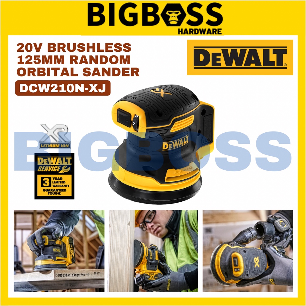 DEWALT DCW210N-XJ 20V 125mm / 5" Brushless Cordless Orbital Sander ...