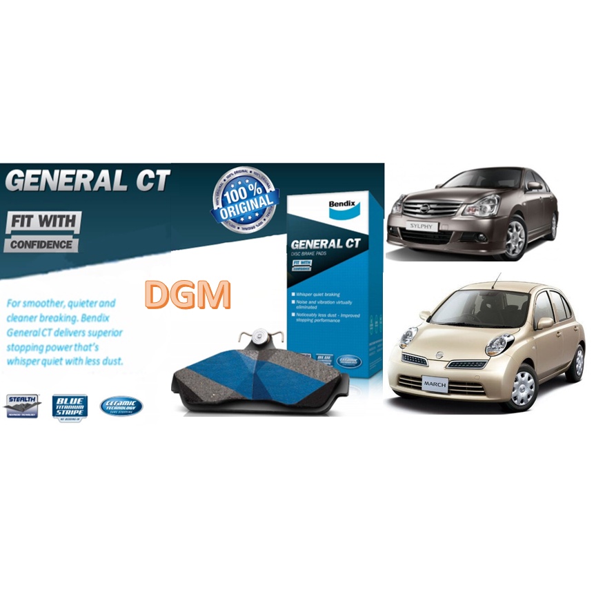 Bendix General CT Disc Brake Pad Front (DB1819GCT) - NISSAN SYLPHY G11L ...