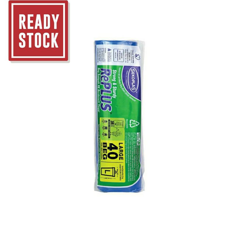 SEKOPLAS RePLUS HDPE Garbage Bag L Size (40pcs) Plastik Sampah Tebal ...