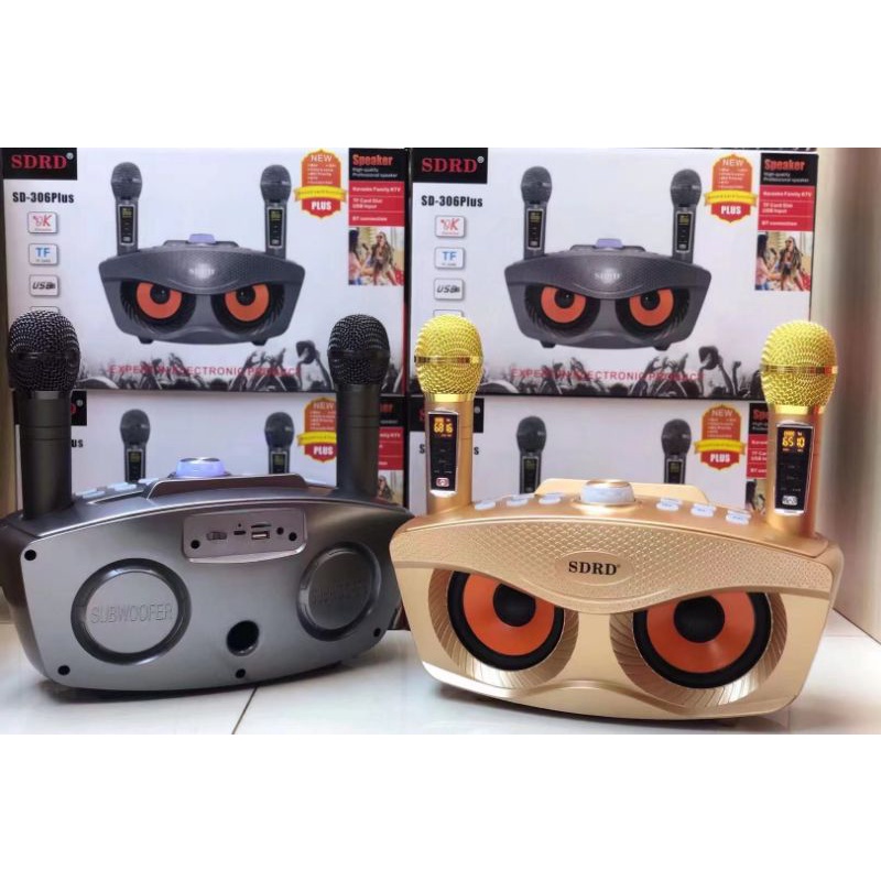 Ready stock Karaoke Speaker Hot SDRD SD-306plus & 306 Wireless Bluetooth Dual Microphone Karaoke ...