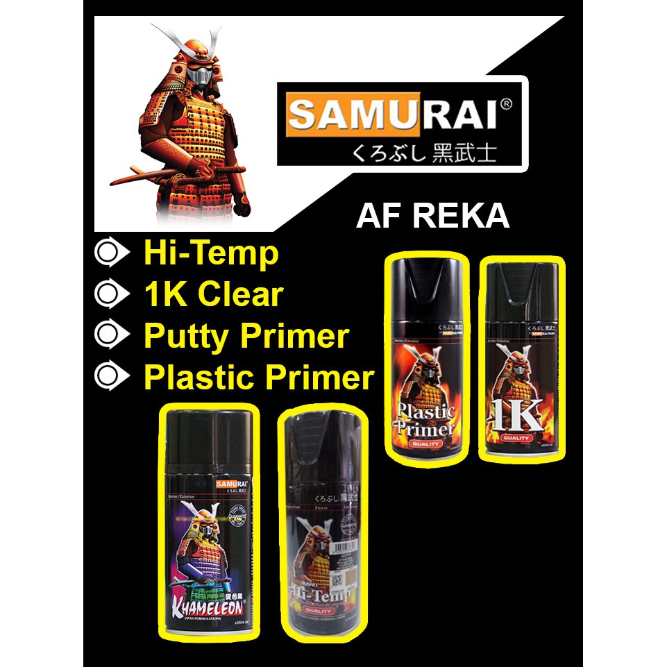 Samurai Paint (Hi-Temp, Putty Primer, Plastic Primer & 1K Clear Lacquer ...