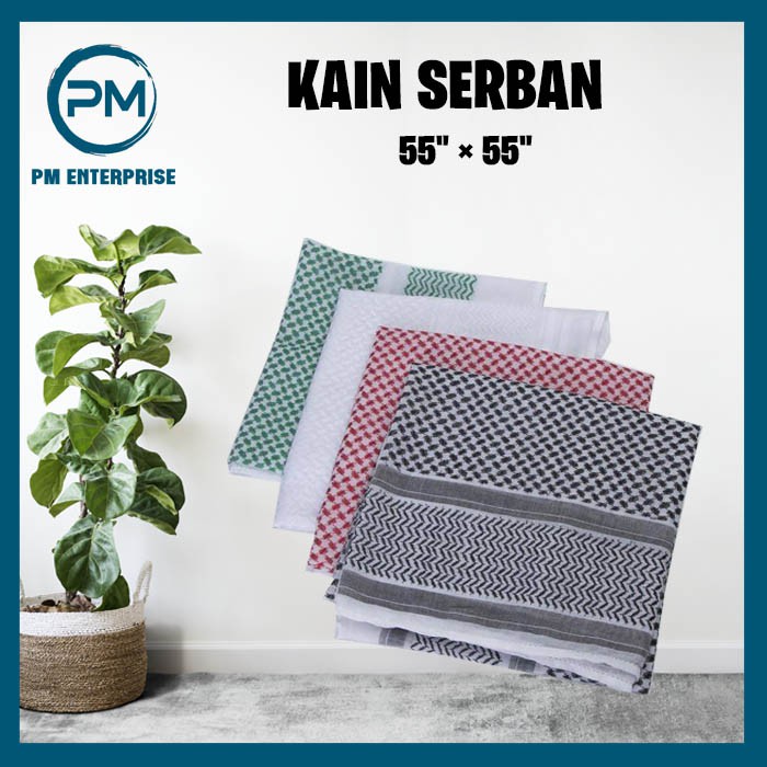 Serban Malaiki Kain lembut 58" × 58" Serban Haji Putih Merah Hijau ...