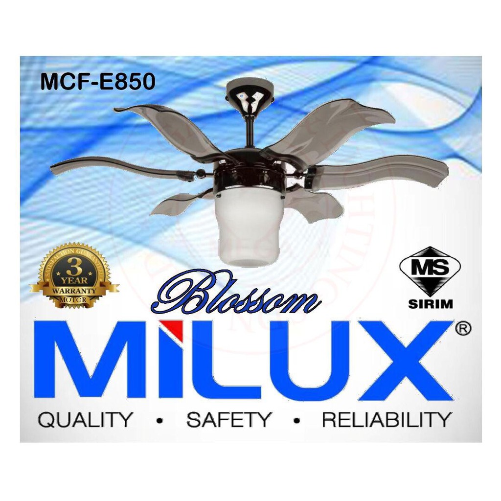 Ceiling Fan 42" With Light Milux MCF-E850 (Black Chrome) | Shopee Malaysia