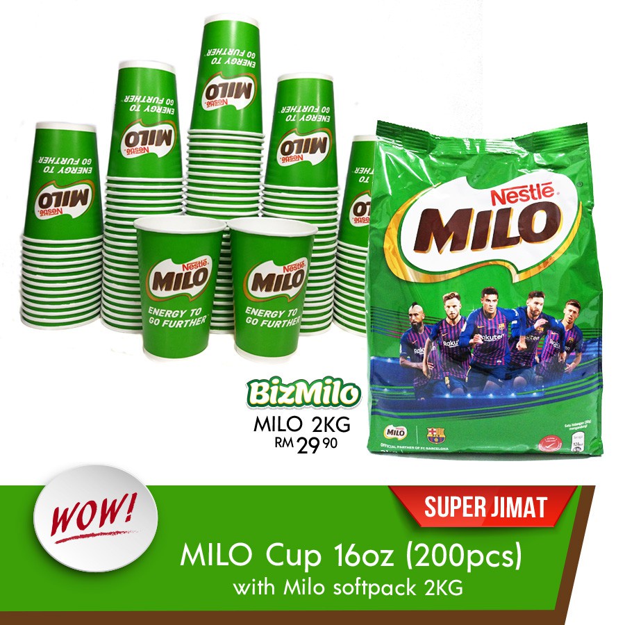 Milk chocolate drink cup+lids milo 16oz +milo 2kg / cup milo murah ...