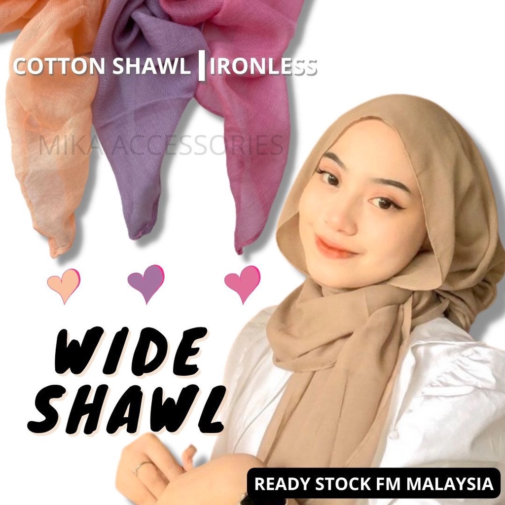 SHAWL COTTON PREMIUM QUALITY STANDARD SIZE 1.8M PLAIN COLOR Wide Shawl ...