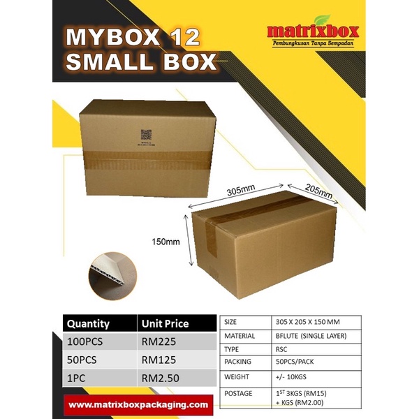 MYBOX-12 (1pcs) | KOTAK KARTON | KOTAK PINDAH | STORAGE BOX | CARTON ...