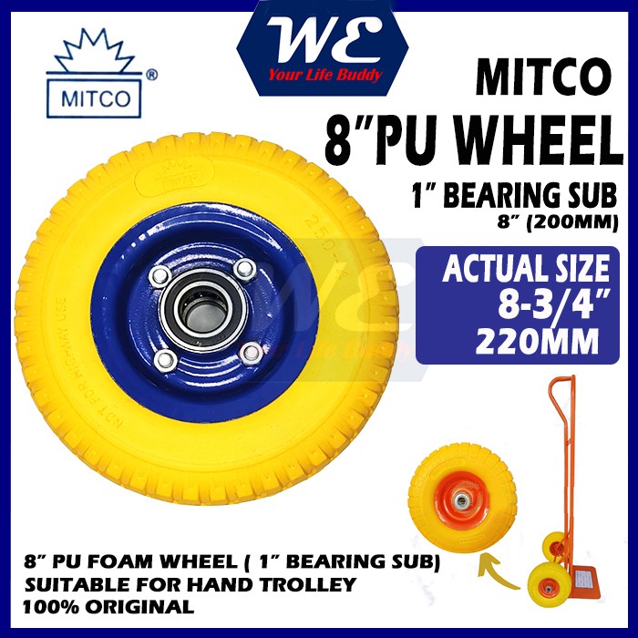 [100% ORIGINAL] MITCO 8"-200MM PU FOAM TROLLEY WHEEL SOLID RUBBER (1PCS ...
