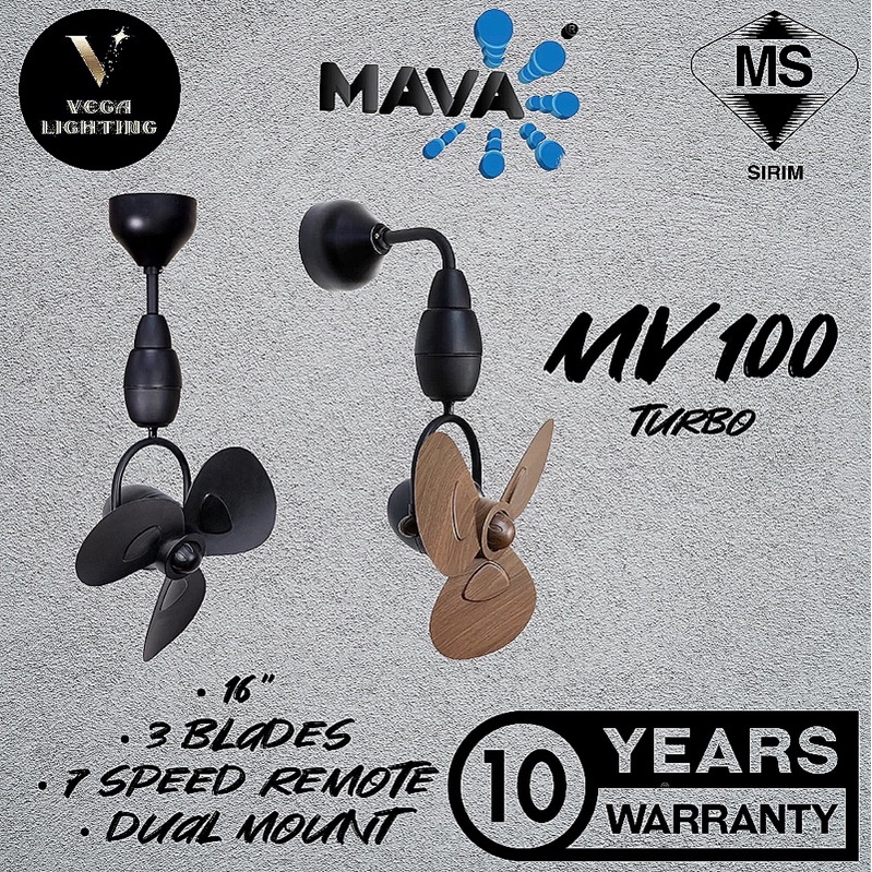 MAVA MV100 CORNER FAN / WALL FAN / CEILING FAN / REMOTE CONTROL / TURBO ...