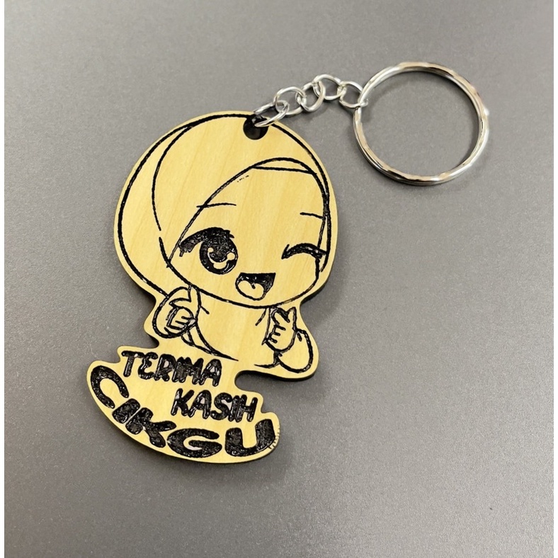 Ready stock Keychain plywood,terima kasih cikgu,keychain murah,keychain ...