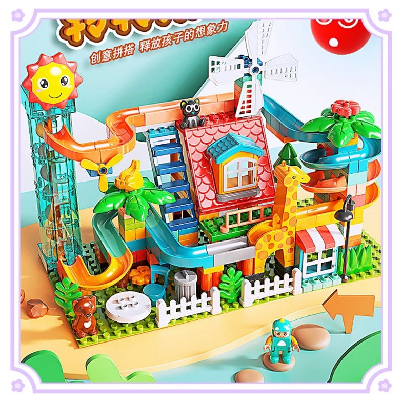 Feloo Animal Duplo Compatible Marble Race Run Kid Toy Building Blocks ...