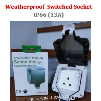 Schneider Type Weatherproof Switch Socket 13A 1gang IP66 / Surface ...