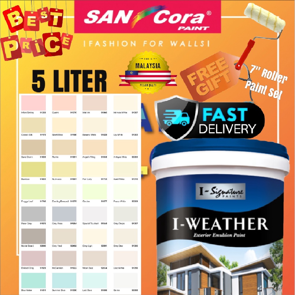 SANCORA 5 LITER I WEATHER EXTERIOR WALL PAINT / CAT DINDING LUAR RUMAH ...