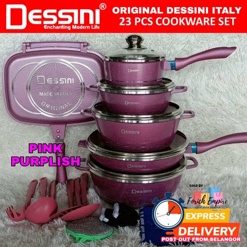 Pink Purplish Dessini Italy Original 23pcs Cookware Set Casserole ...
