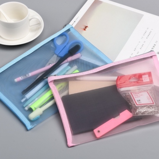 Mesh Transparent A5 A6 Pencil Case Zip Case Stationery Office School ...