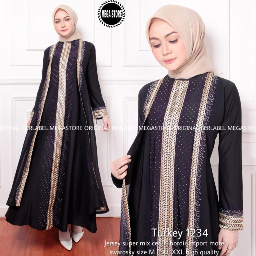 Pre order Muslimah Long sleeve Turkey 1234 Jubah Abaya Umrah Haji gold ...