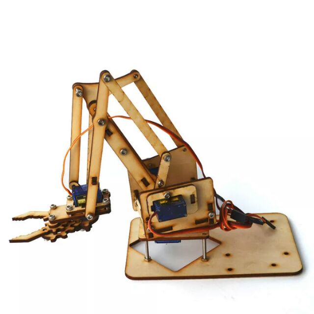 4 DOF Wood Robotic Arm SG90 Servo Motor for Arduino Raspberry Pi ...