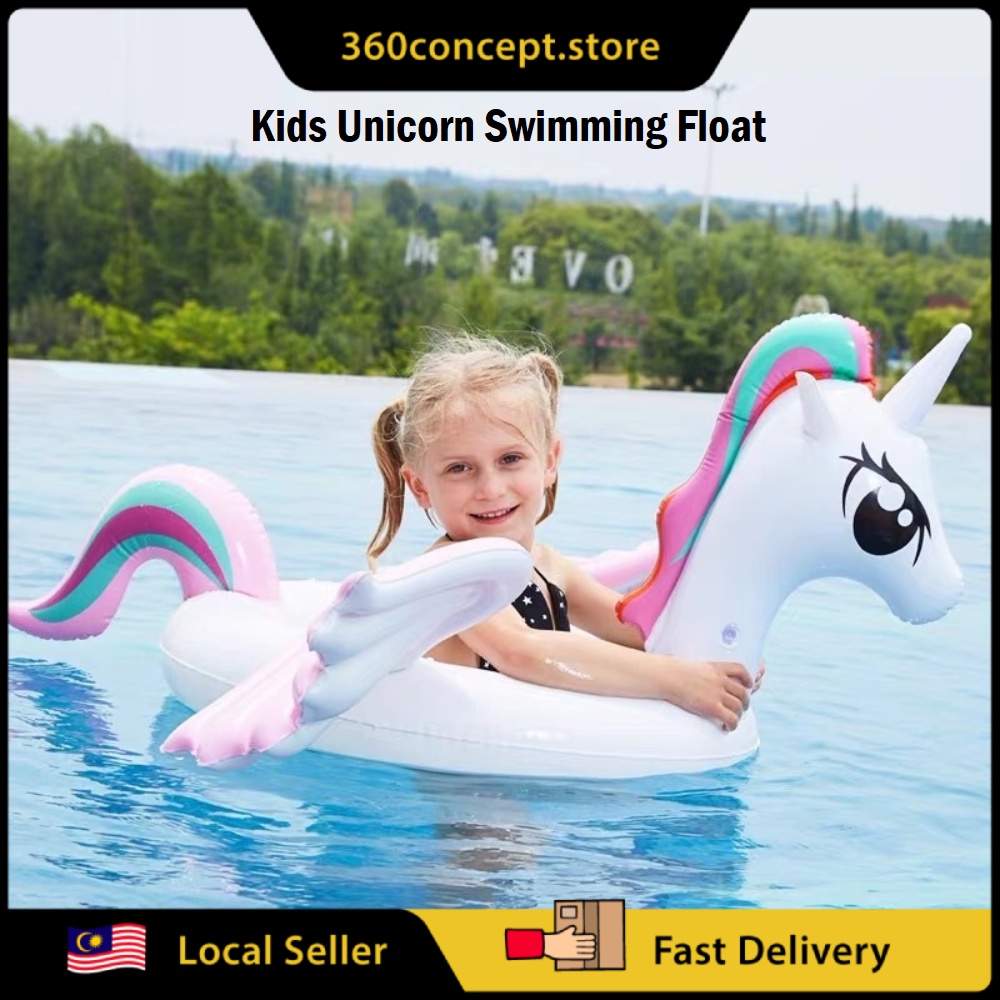 Baby Inflatable Rainbow Unicorn Pool Float Ride-On Pegasus / Horse ...