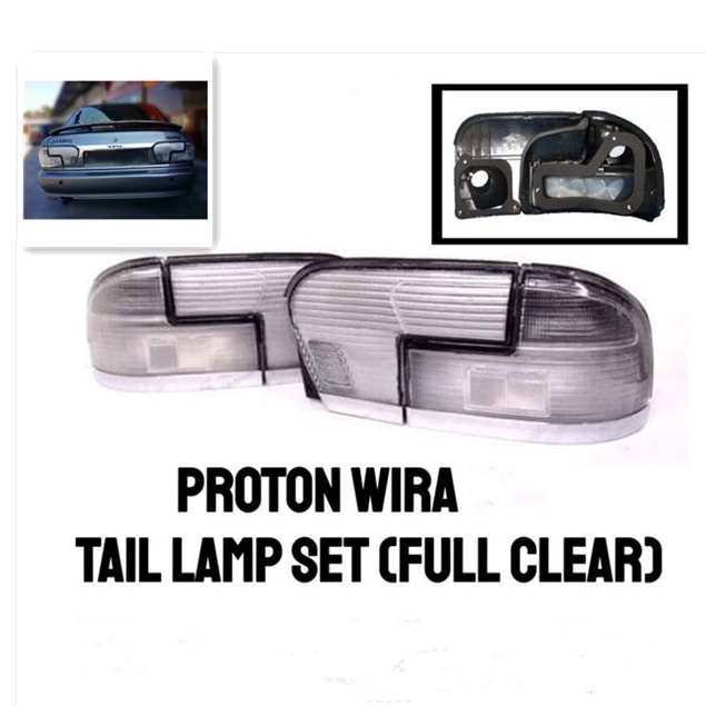 PROTON WIRA TAIL LAMP GARNISH CHROME ALBINO LAMPU BELAKANG PUTIH ...