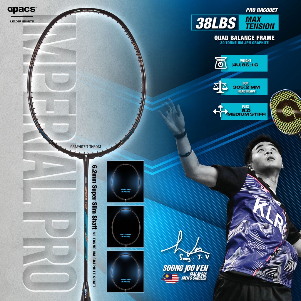 APACS BADMINTON RACKET ENDORSED BY SOONG JOO VERN IMPERIAL PRO | Shopee Malaysia