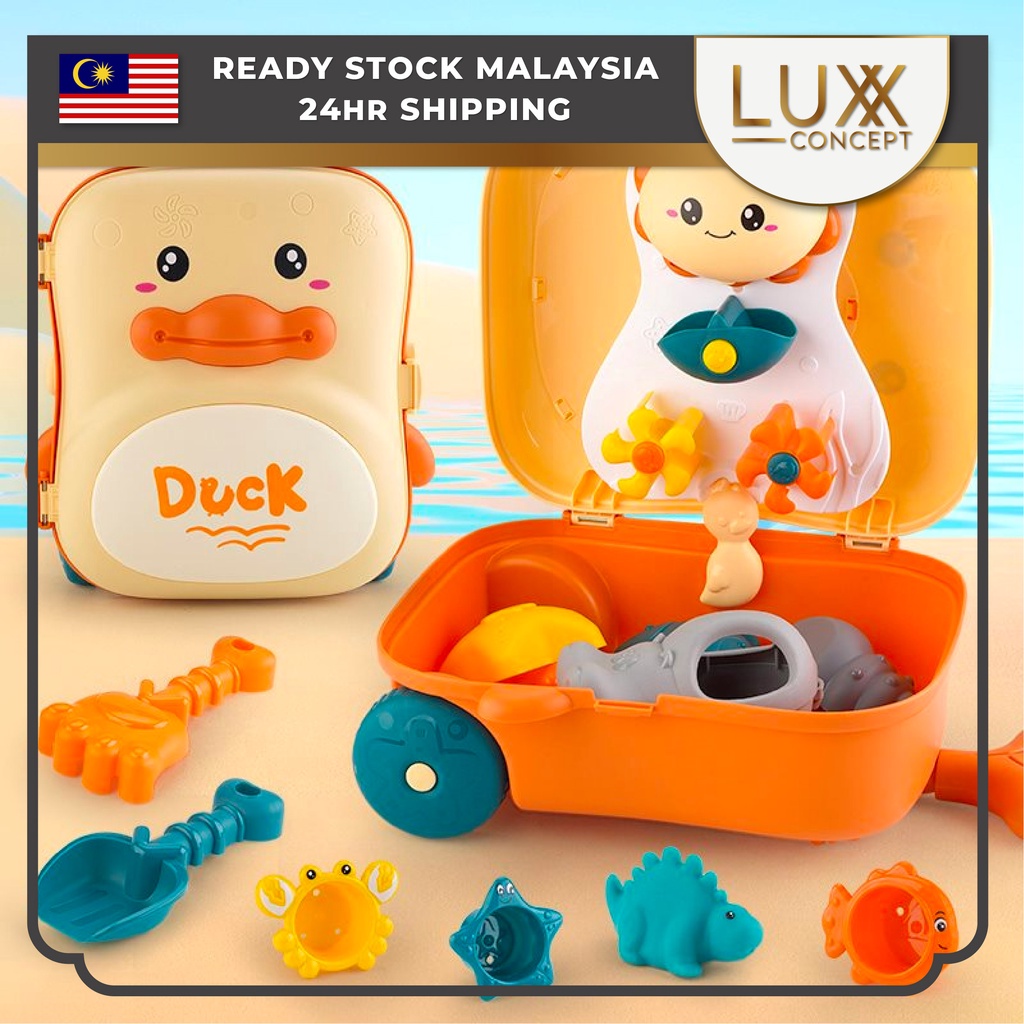 2 in 1 Kids Sand Castle Beach Toy Luggage Kids Shower Playset Mainan ...