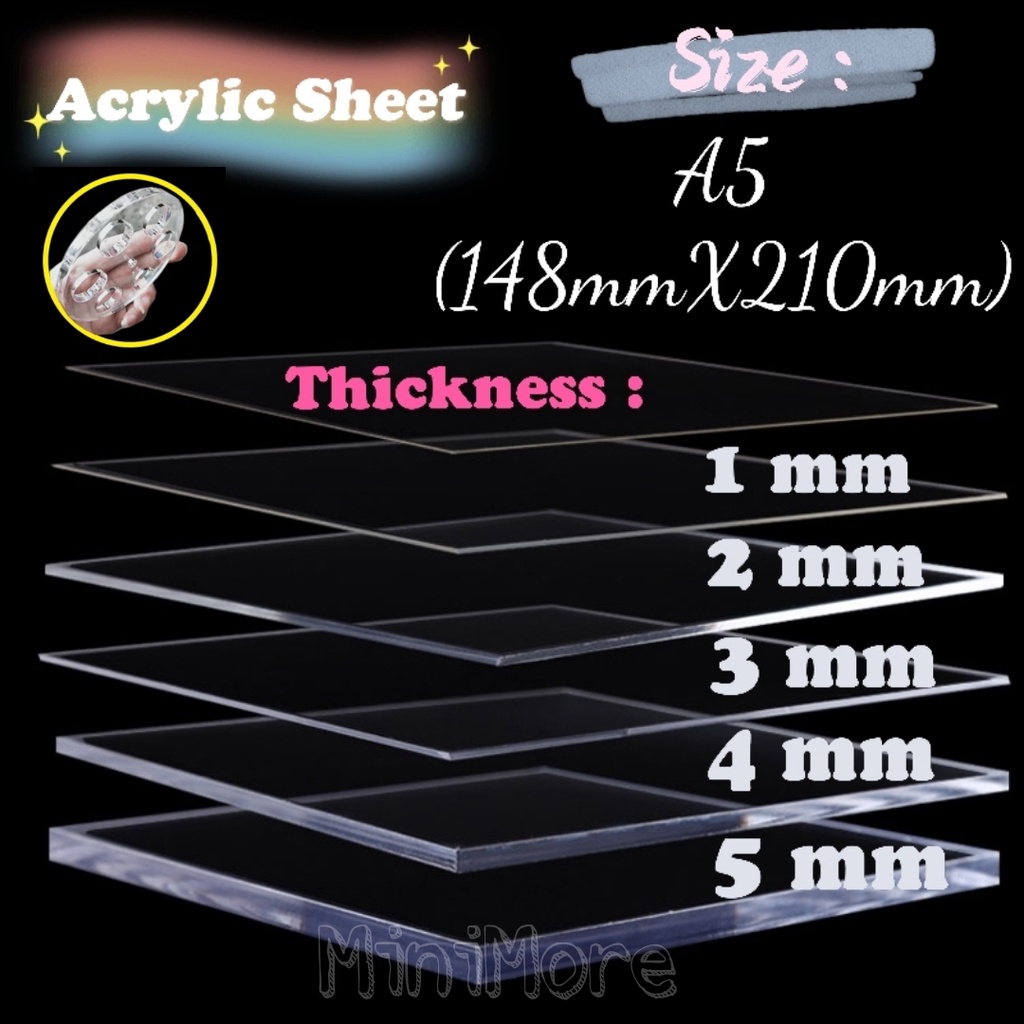 (MiniMore) A5 Acrylic Sheet / Papan Akrilik - (1mm/2mm/3mm/4mm/5mm ...