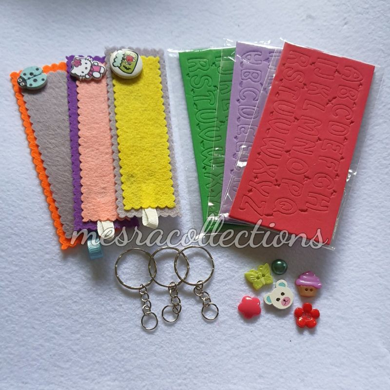 DIY keychain set , keychain felt, huruf foam, sesuai untuk aktiviti ...