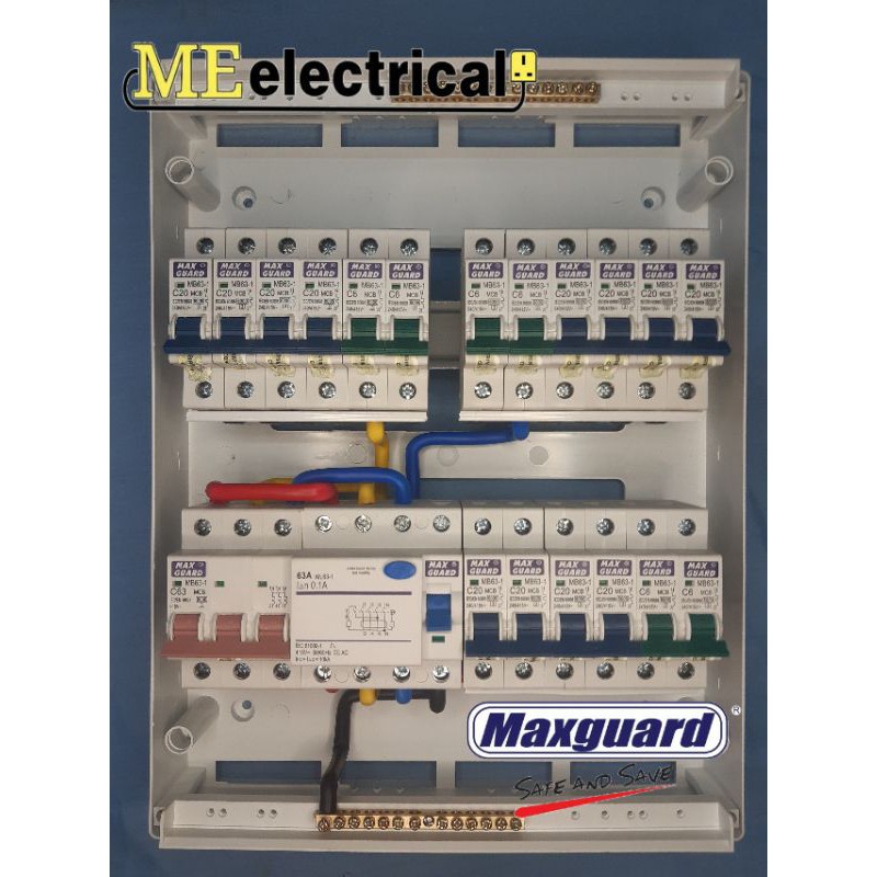 DB BOX 26-28way Three Phase (Full set) Maxguard MCB 6A-20A + ELCB 63A ...
