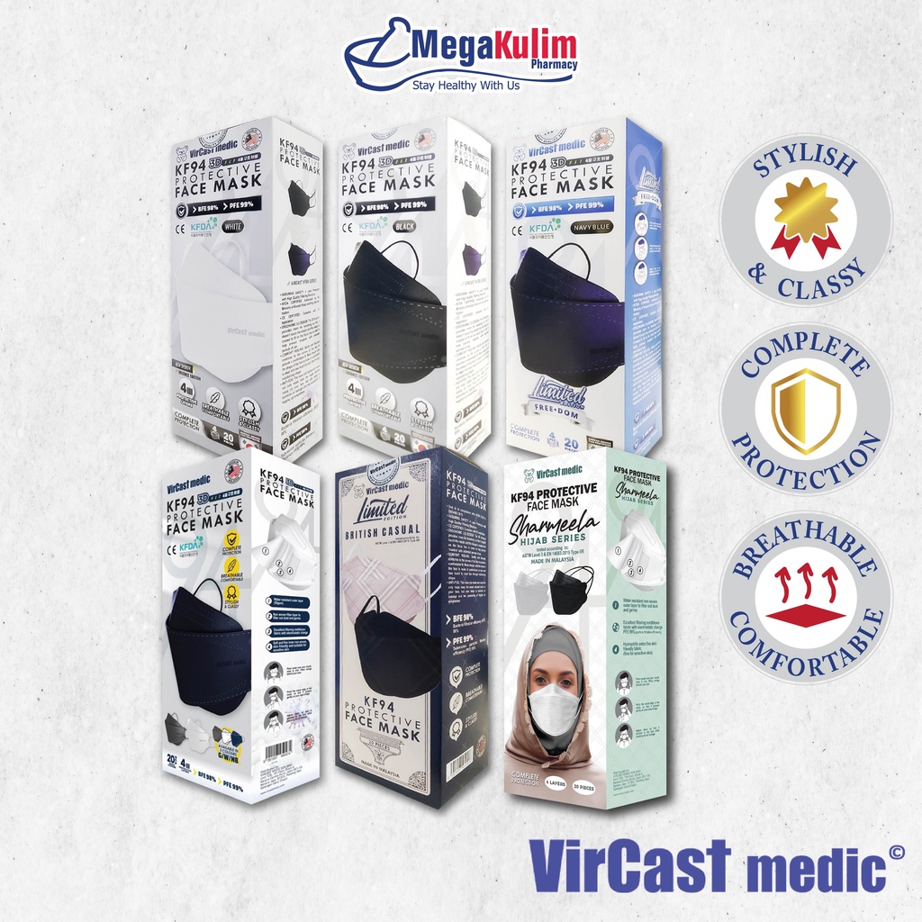 Vircast Medic KF94 Protective Face Mask 20's | Shopee Malaysia