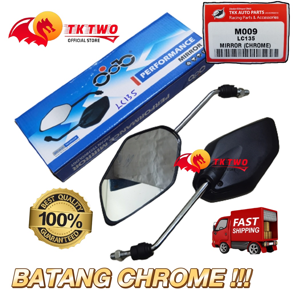(M009) YAMAHA LC135 MIRROR CHROME SIDE MIRROR BACK MIRROR CERMIN SISI ...