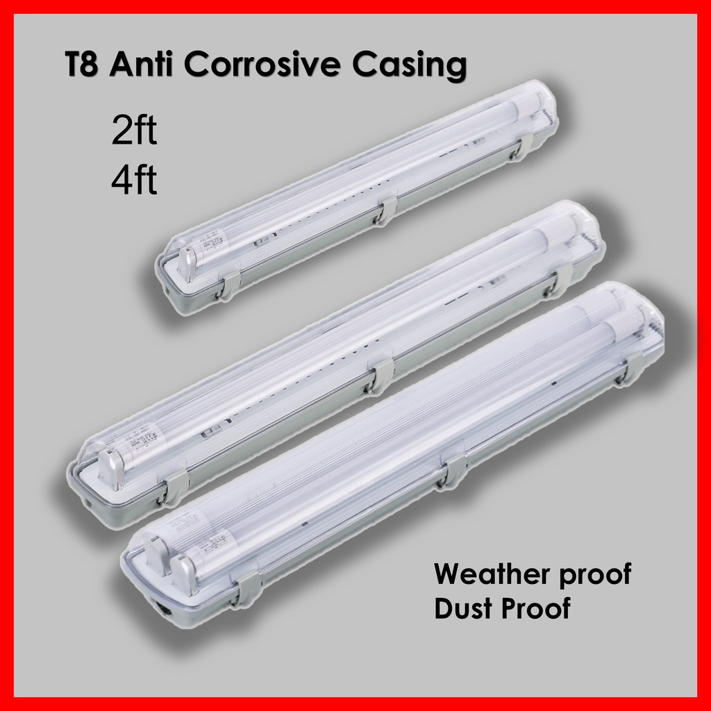 LED T8 Waterproof Casing Fitting 2FT 4FT Single Double Anti corrosive ...