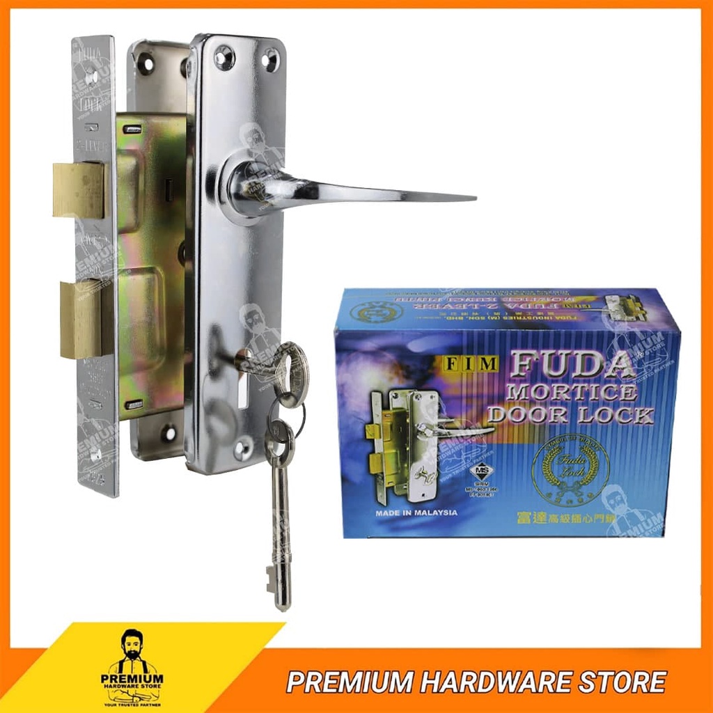 FUDA 2 LEVER MORTICE LOCK Mortise Grill Door 2 Lever Handle Lock Kunci ...