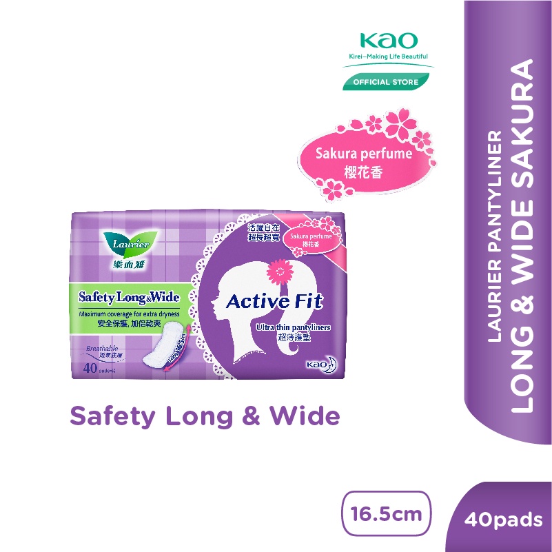 LAURIER Pantyliner Active Fit Safety Long & Wide Sakura (40s) | Shopee ...